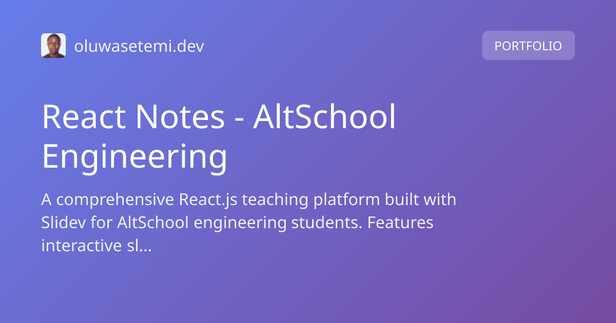 React Class Note - AltSchool Africa